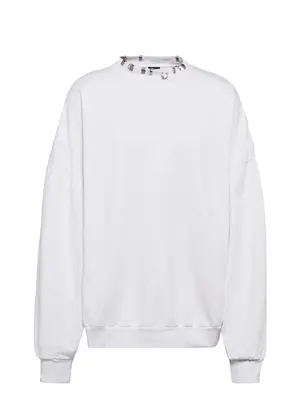 Balenciaga Pierced Round Fleece Sweatshirt - White
