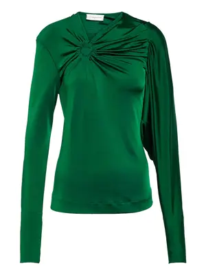 Victoria Beckham Gathered Jersey Top - Green