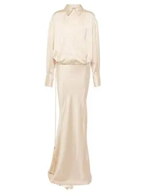 Attico Feather-trimmed Gown - White