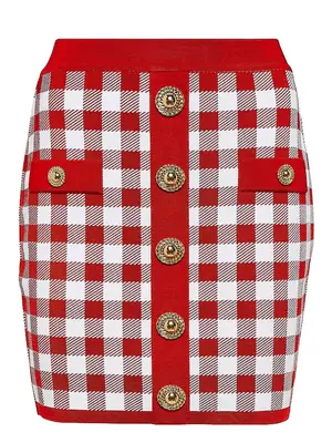 Balmain Gingham Knit Miniskirt - Multicoloured