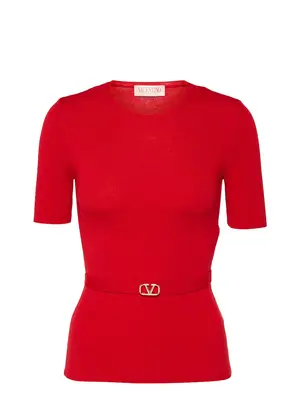 Valentino Garavani Vlogo Signature Virgin Wool Top - Red