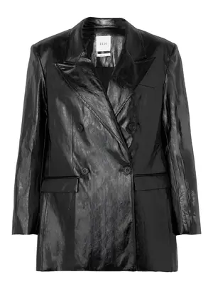 ESSE STUDIOS Milos Faux Leather Blazer - Black