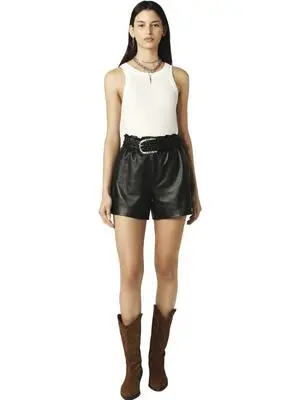 Ba&sh Aglae High-rise Leather Shorts - Black