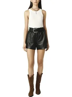 Ba&sh Aglae High-rise Leather Shorts - Black