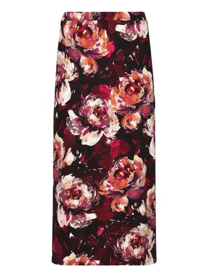 Dolce & Gabbana Peony-print Pencil Skirt - Red