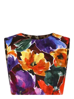 Dolce & Gabbana Floral-print Cropped Top - Purple