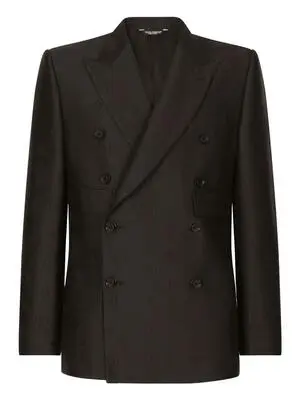 Dolce & Gabbana Monogram-jacquard Double-breasted Blazer - Black