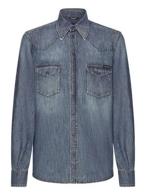 Dolce & Gabbana Point-collar Denim Shirt - Blue
