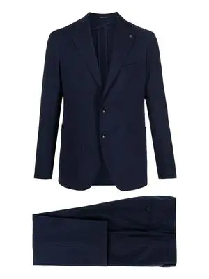 Tagliatore Logo-appliqué Virgin Wool Single-breasted Suit - Blue