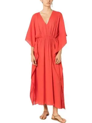 LENNY NIEMEYER V-neck Ruched Kaftan - Red