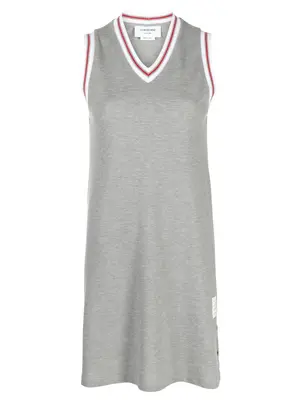 Thom Browne Stripe-trim Cotton Minidress - Grey