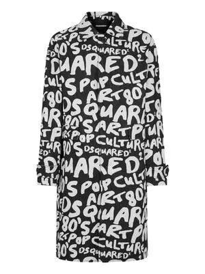 Dsquared2 Logo-print Single-breasted Coat - Black