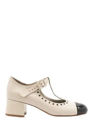 STUDIO CHOFAKIAN Gabrielle 40mm Leather Pumps - Neutrals