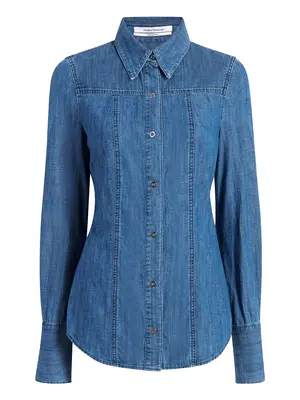 ANOTHER TOMORROW Another Tomorrow Chambray Slim Cut Shirt