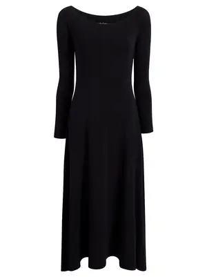 ANOTHER TOMORROW Another Tomorrow Boat-neck Long-sleeve Midi Dress