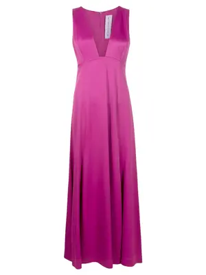GLORIA COELHO Plunging V-neck Midi Dress - Purple