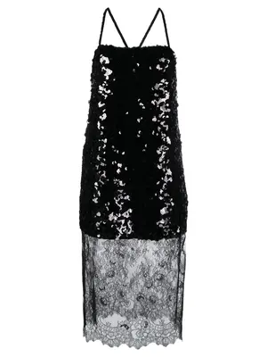 Sonia Rykiel Paris Sequinned Midi Slip Dress - Black