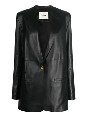 AERON Mercedes Leather Blazer - Black