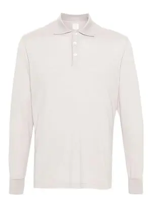 Eleventy Long-sleeve Jersey Polo Shirt - Neutrals