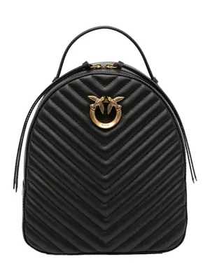 Pinko Love Chevron Leather Backpack - Black