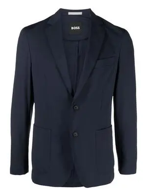 BOSS Notched-lapels Single-breasted Blazer - Blue