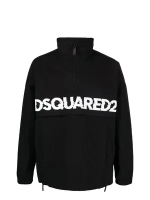 Dsquared2 Logo-print Poplin Half-zip Jacket - Black