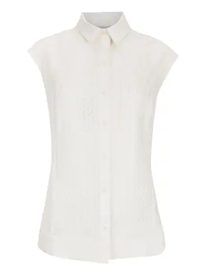 GLORIA COELHO Cap-sleeved Button-up Shirt - White