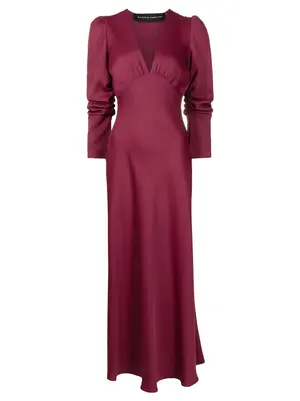 GLORIA COELHO Plunging V-neck Maxi Dress - Red