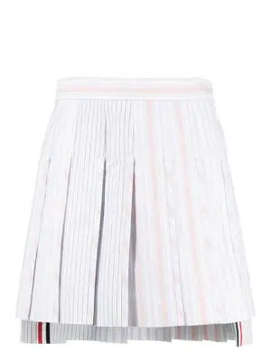 Thom Browne Striped Pleated Miniskirt - White