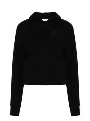 Palm Angels Logo-embroidered Hoodie - Black