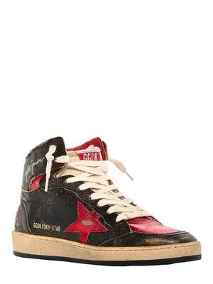 GOLDEN GOOSE Sky-star High-top Sneakers - Black/red