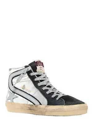 GOLDEN GOOSE Slide High-top Sneakers - Black/white Silver/gray Dawn