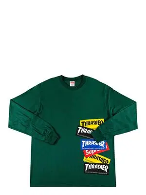 Supreme X Thrasher Multi Logo Long-sleeve Tee 'dark - Green