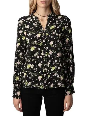 ZADIG&VOLTAIRE Twina Rose Print Button-Up Shirt