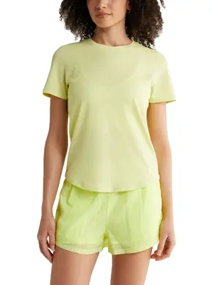 Zella Motivate Perforated Crewneck T-Shirt Green Finch