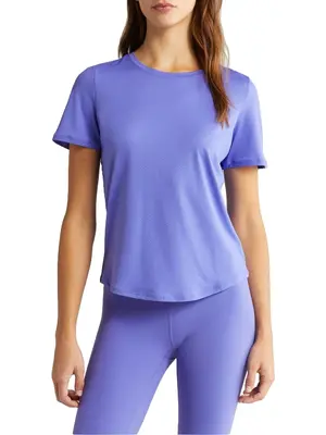 Zella Motivate Perforated Crewneck T-Shirt Purple Opulence