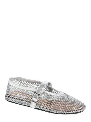 Alaïa Alaïa Fishnet Ballerina Flat Argent