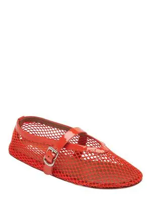 Alaïa Alaïa Fishnet Ballerina Flat Orange Sanguine