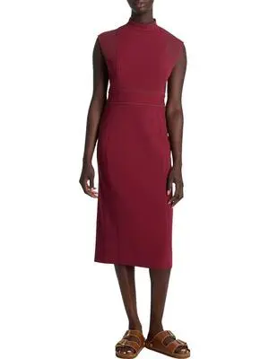 St. John Cap-sleeve Sheath Dress - Raspberry