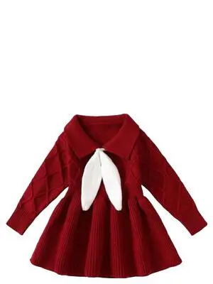 ASHMI & CO. Yara Long Sleeve Sweater Dress - Red