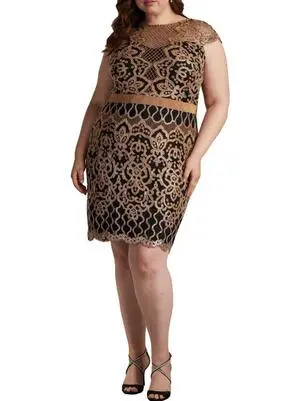 Tadashi Shoji Sequin Lace Sheath Dress - Copper Shadow/b
