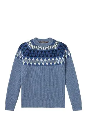Loro Piana Fair Isle Cashmere Sweater - Blue