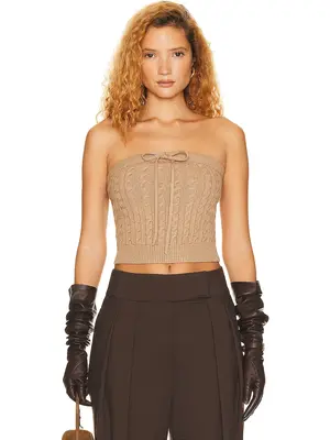 HELSA Taiki Cable Knit Tube Top