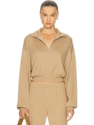 Eterne Cropped Half Zip Sweatshirt - Taupe