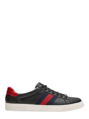Gucci Ace Leather Low-Top Sneakers Black-14