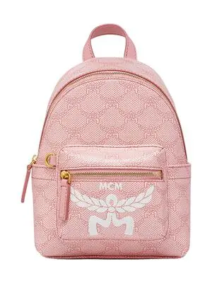 Mcm MCM Stark Monogram Backpack Silver Pink