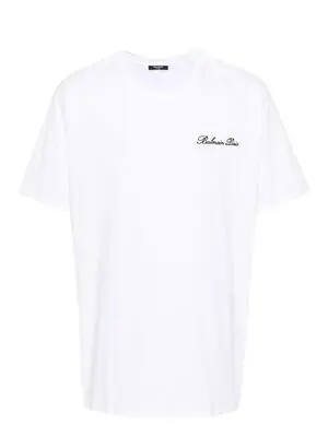 Balmain Logo-embroidered Cotton T-shirt - White