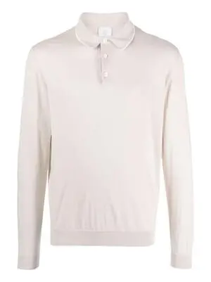 Eleventy Long-sleeve Polo Shirt - Neutrals
