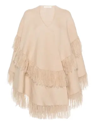 BY MALENE BIRGER Fringed Wool-blend Cape - Neutrals