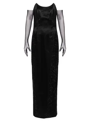 BAZZA ALZOUMAN Rhinestone-embellished Strapless Gown - Black